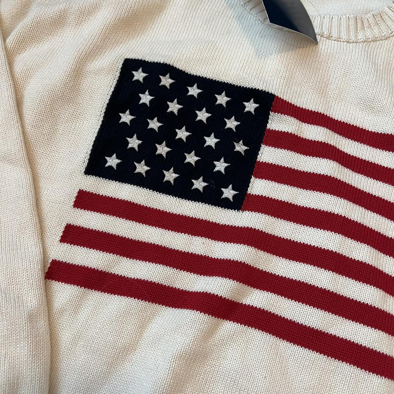 brandy melville cream american flag sweater #brandy... - Depop