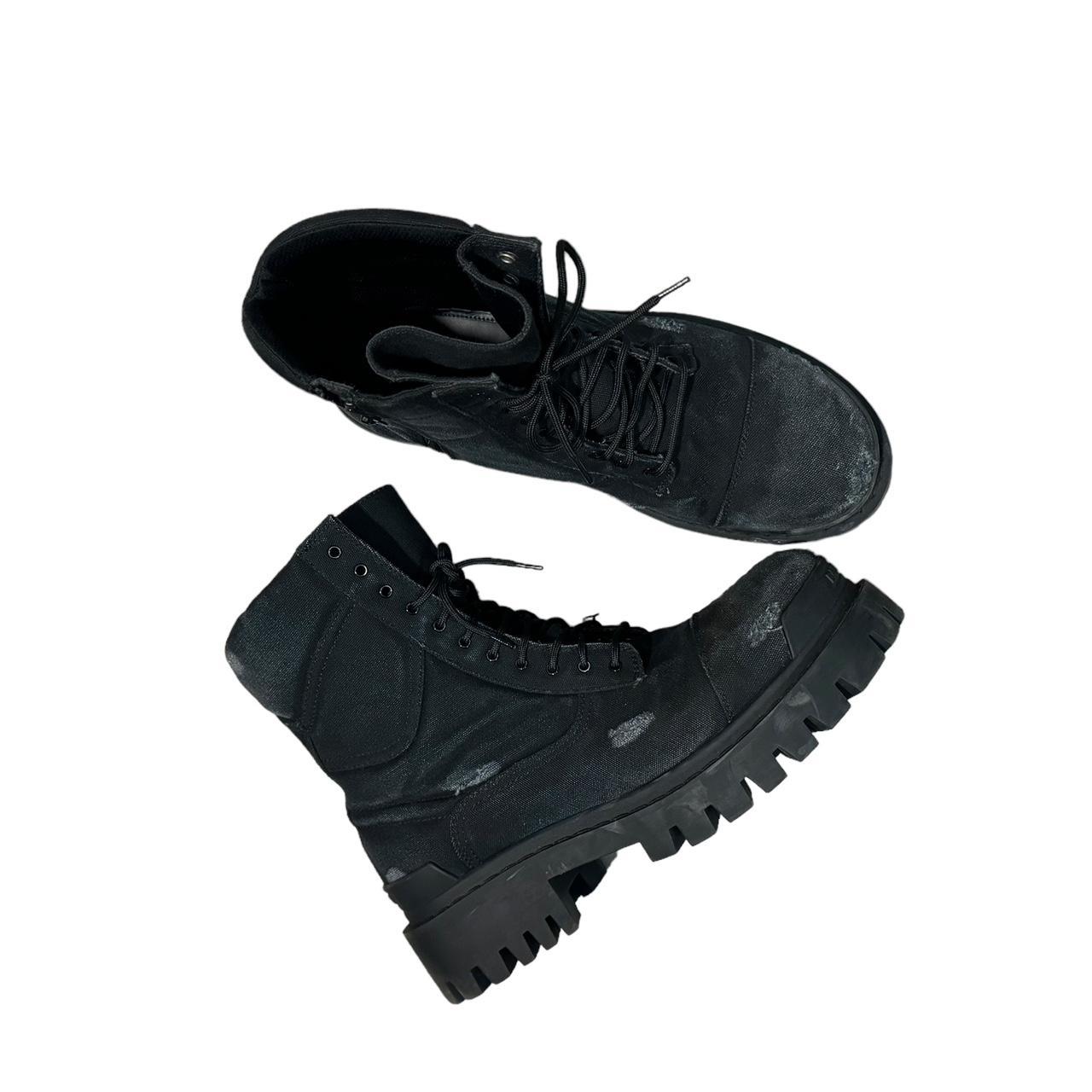 Balenciaga Combat Strike Boots Black Distressed... | Depop