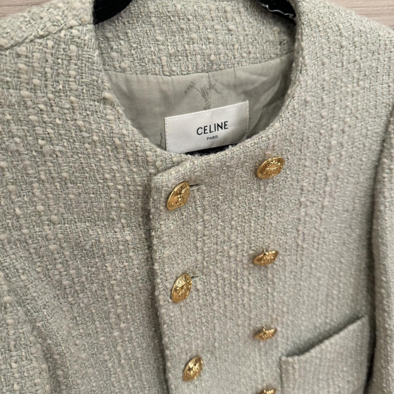 CELINE Green Wool Blazer with Silk inside Free... - Depop