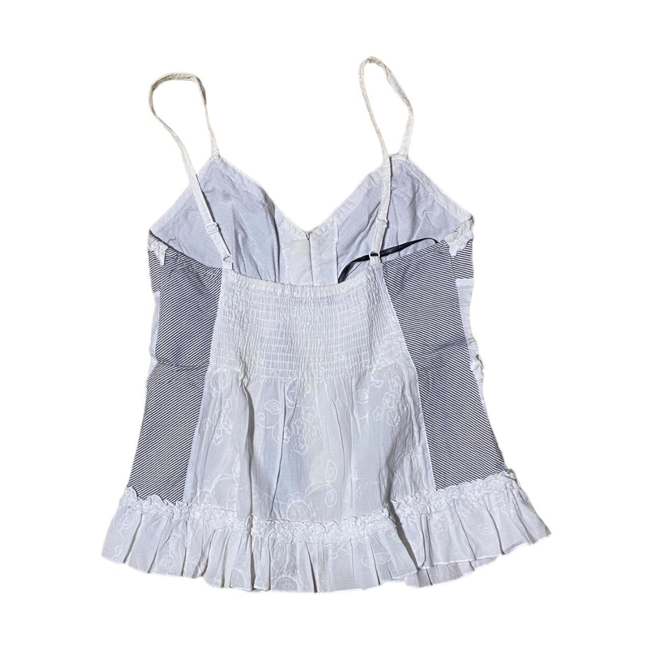 Morgan De Toi Women's White and Grey Top | Depop