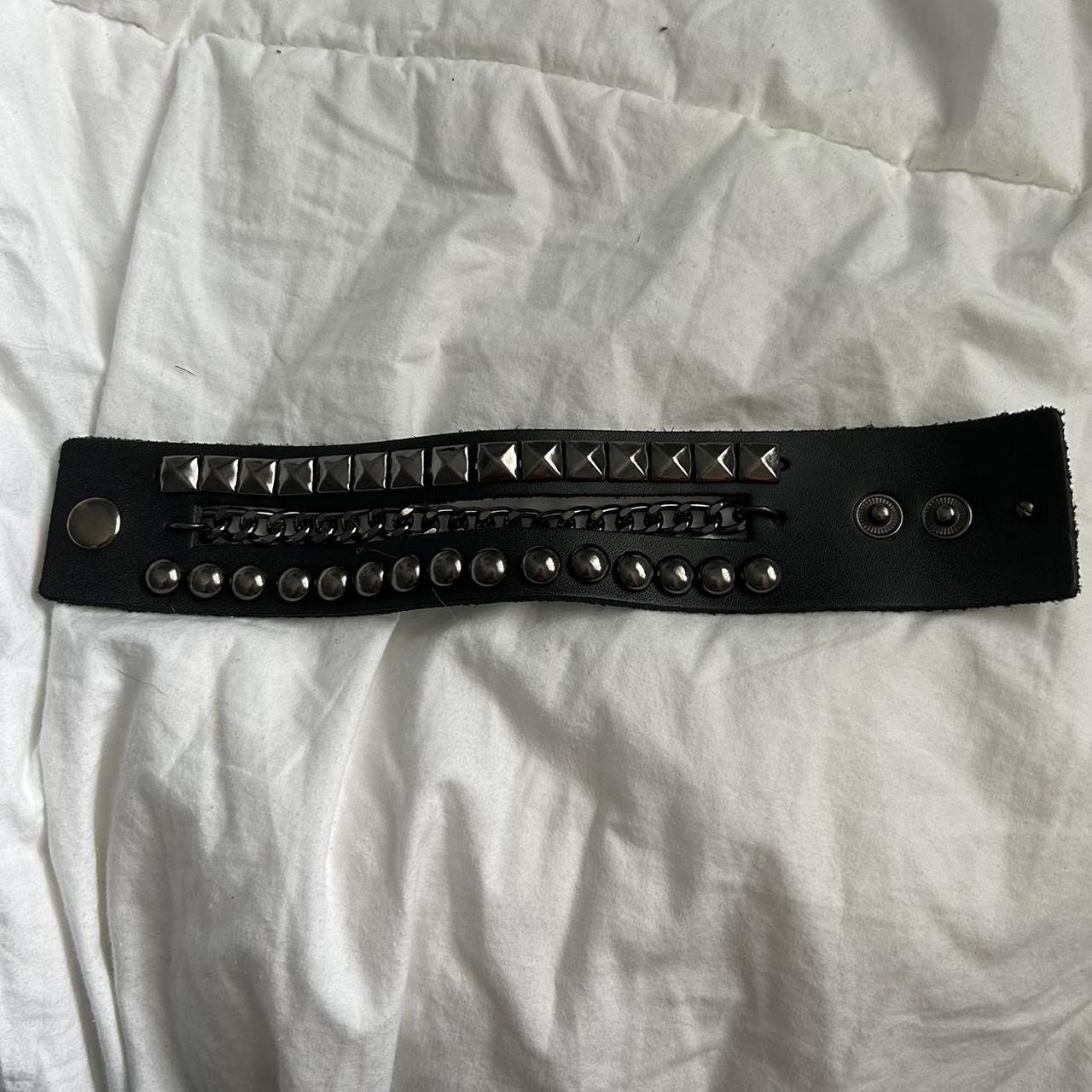 adjustable emo/scene/grunge bracelet cuff with a... - Depop