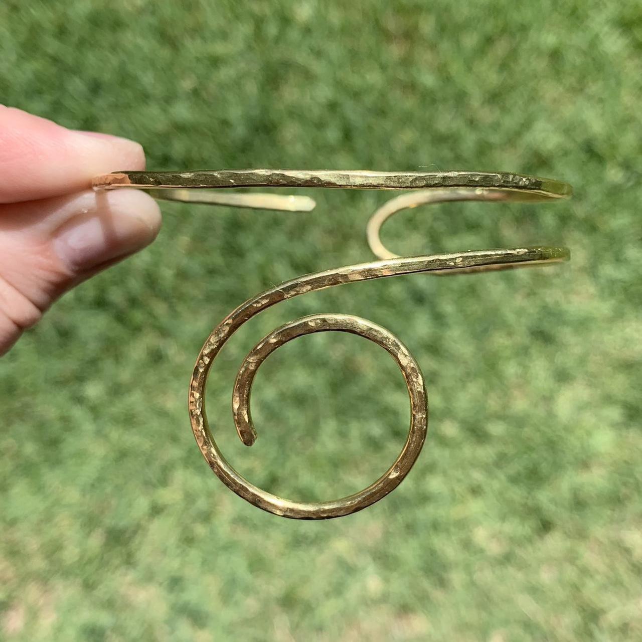 7” Textured Brass Swirl Cuff 🌿 Made to order with... - Depop