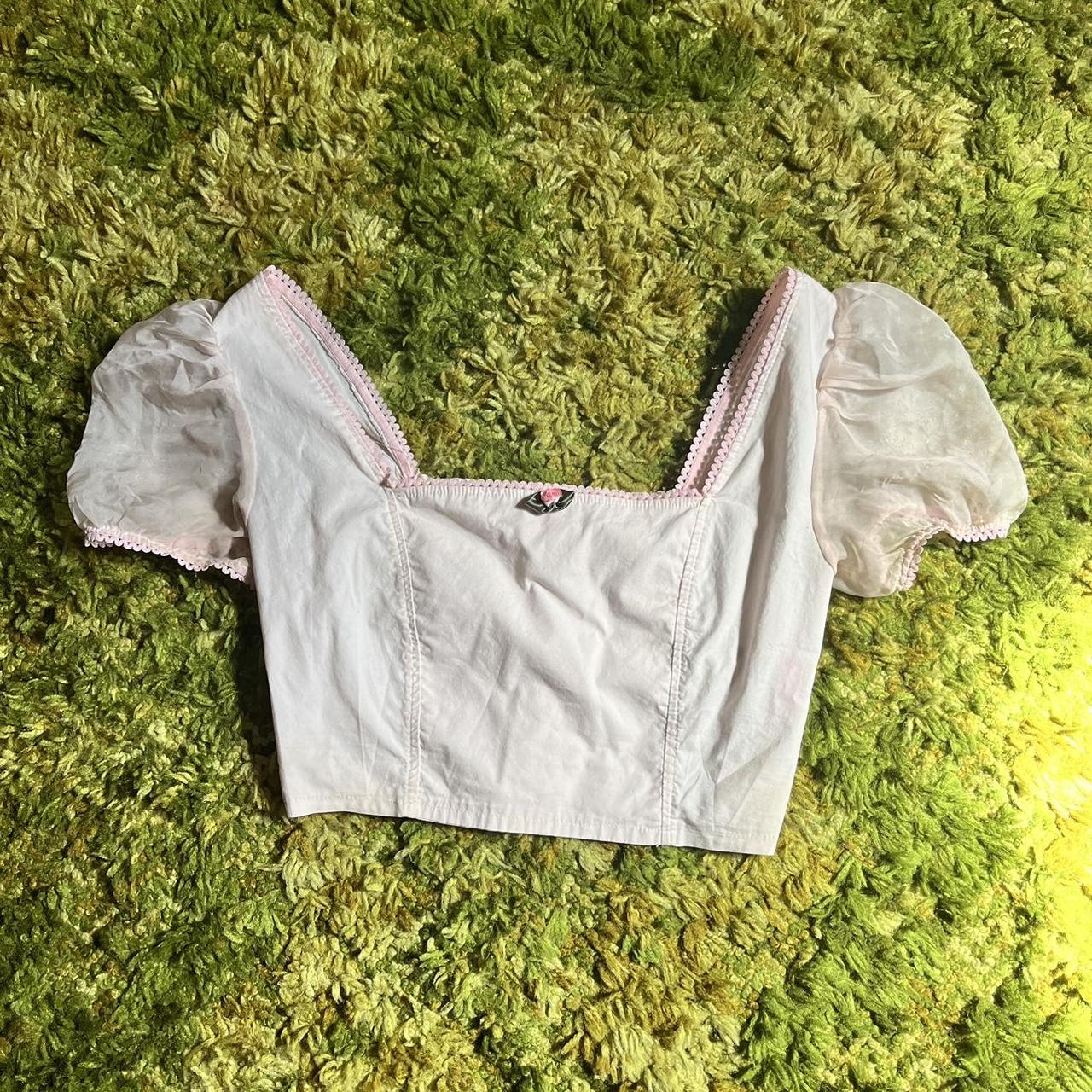 Sugar Thrillz size M pink princess top with puff... - Depop