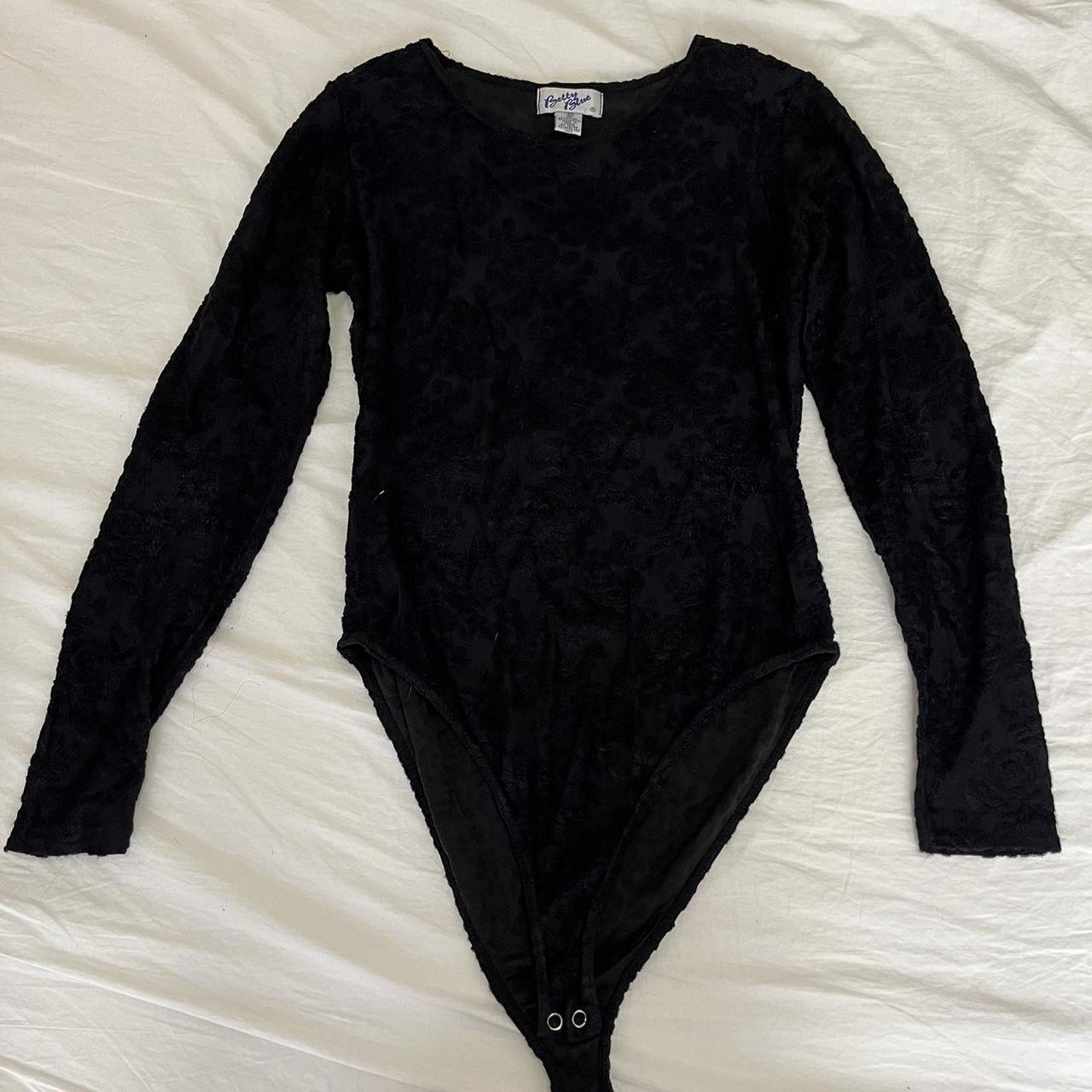 Black lace bodysuit, size medium fits closer to a... - Depop
