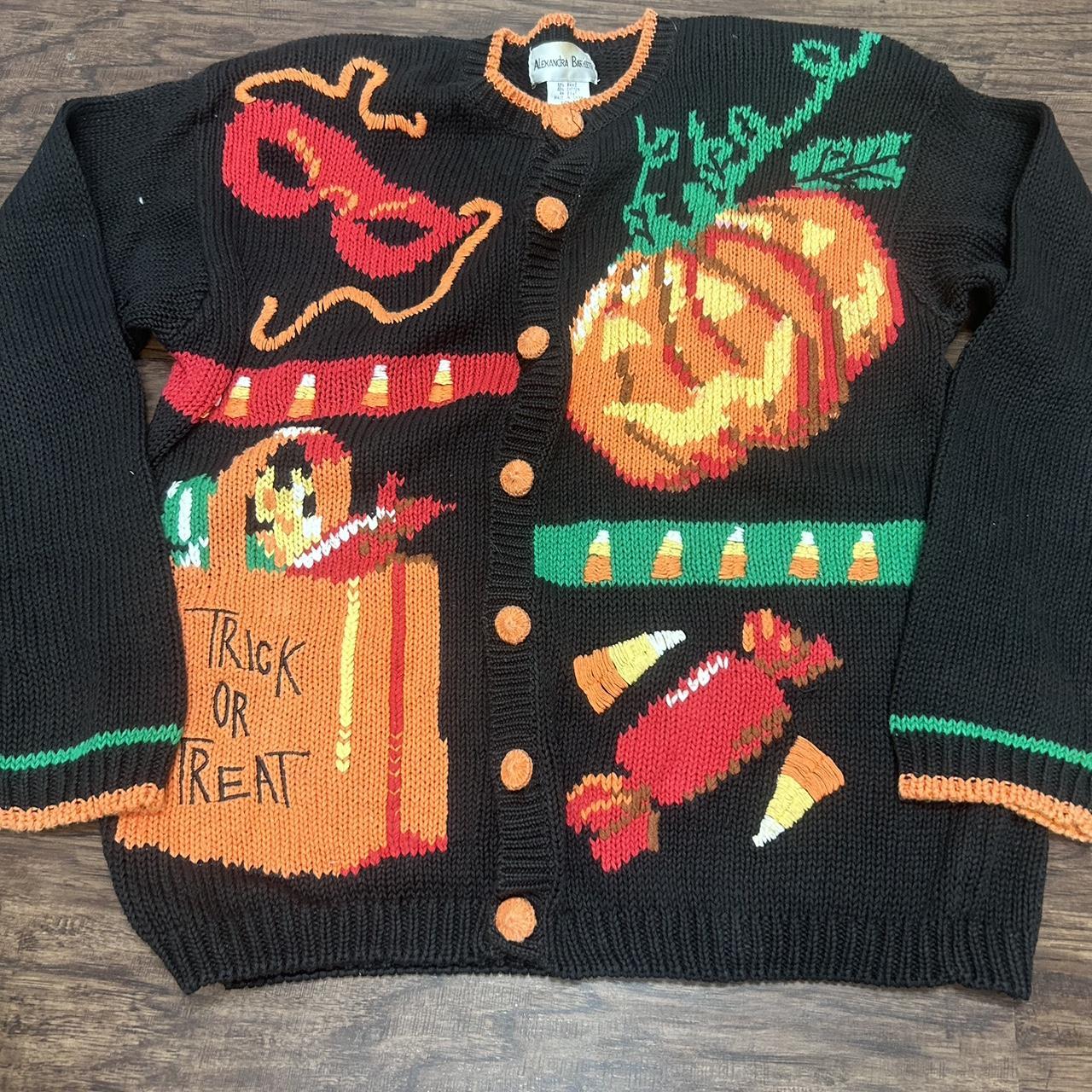 Alexandra Bartlett knit Halloween button up sweater... - Depop