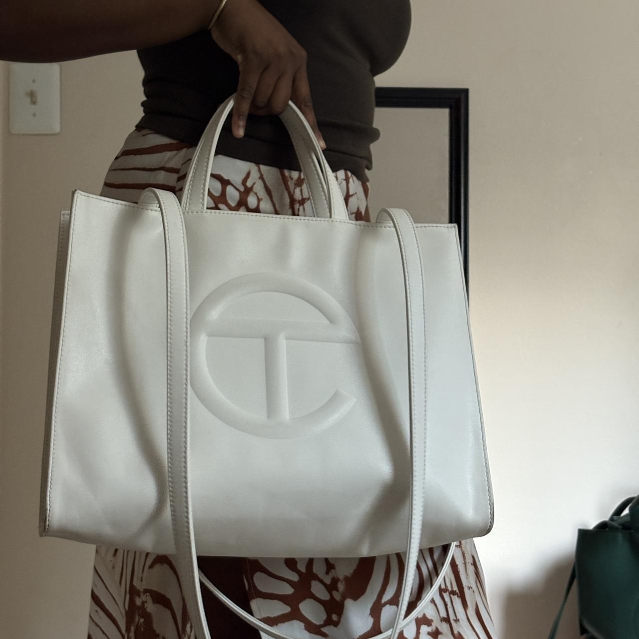 Telfar medium white leather tote bag! i love this... | Depop