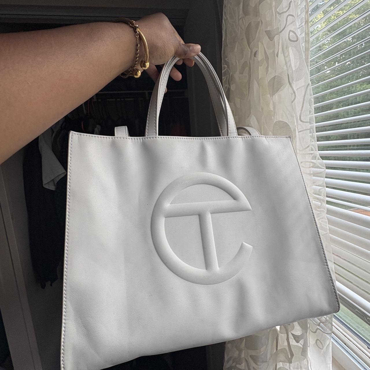 Telfar medium white leather tote bag! i love this... | Depop