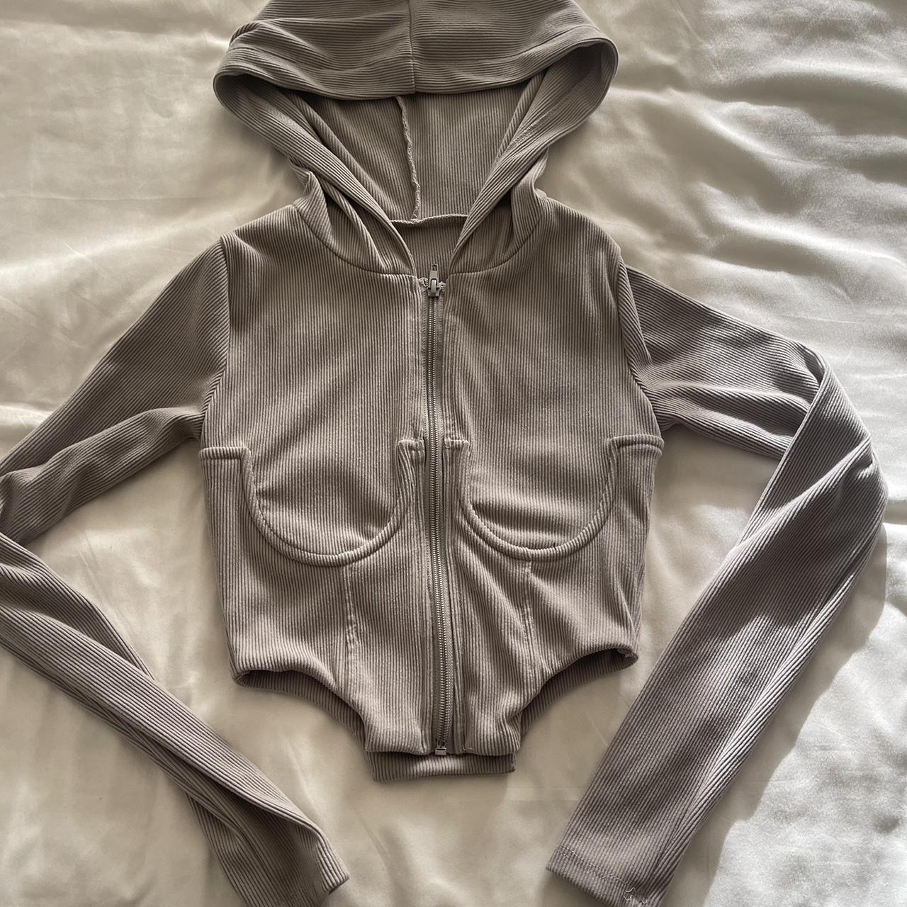 Structured workout jacket Light gray color Super... - Depop