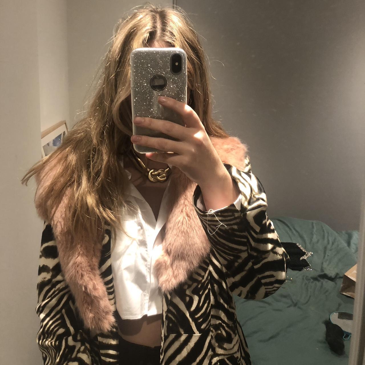 The most amazing zebra print fur trim coat. Bought... - Depop