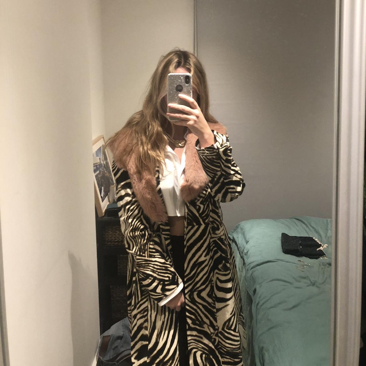 The most amazing zebra print fur trim coat. Bought... - Depop