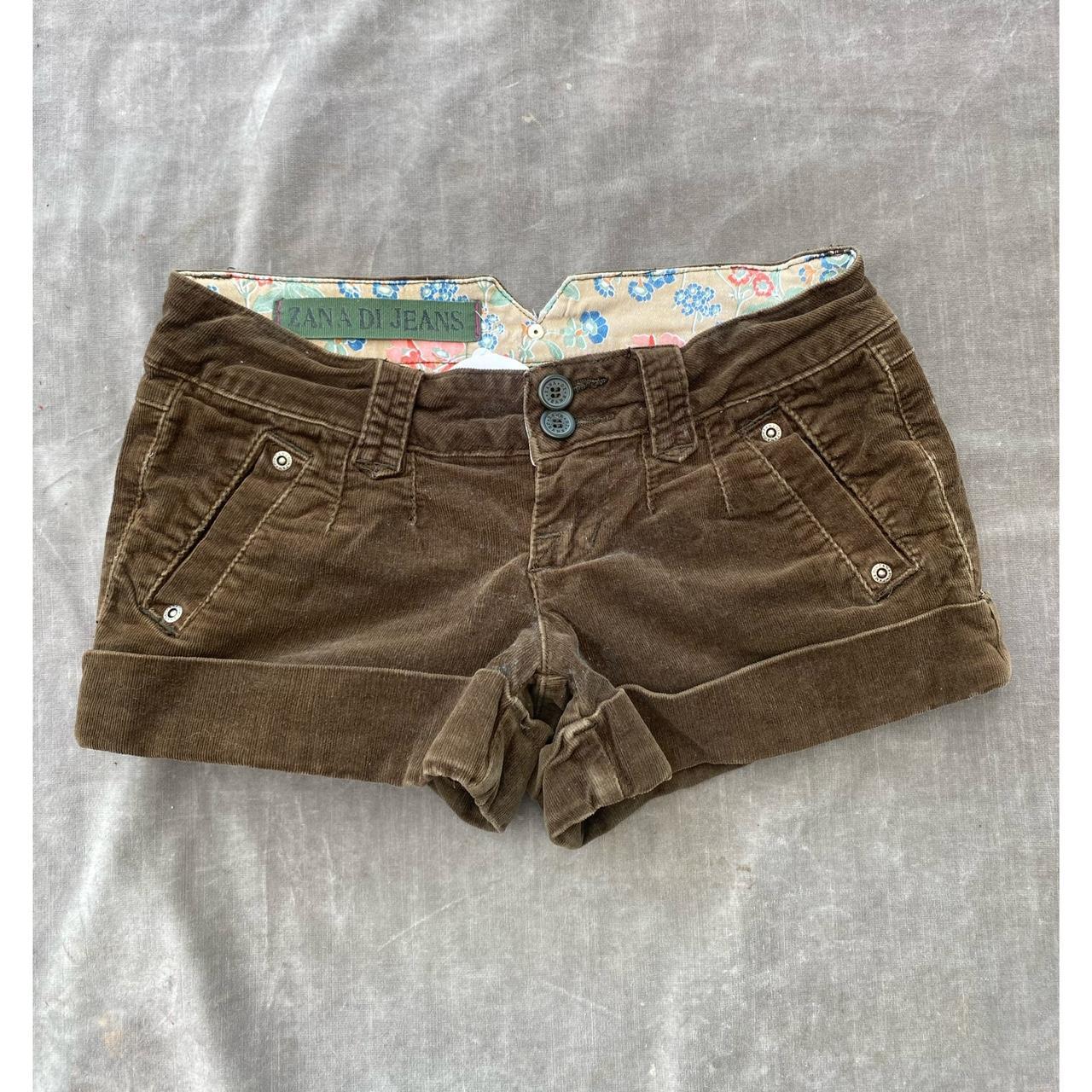 Super cute brown corduroy micro low rise shorts from... - Depop