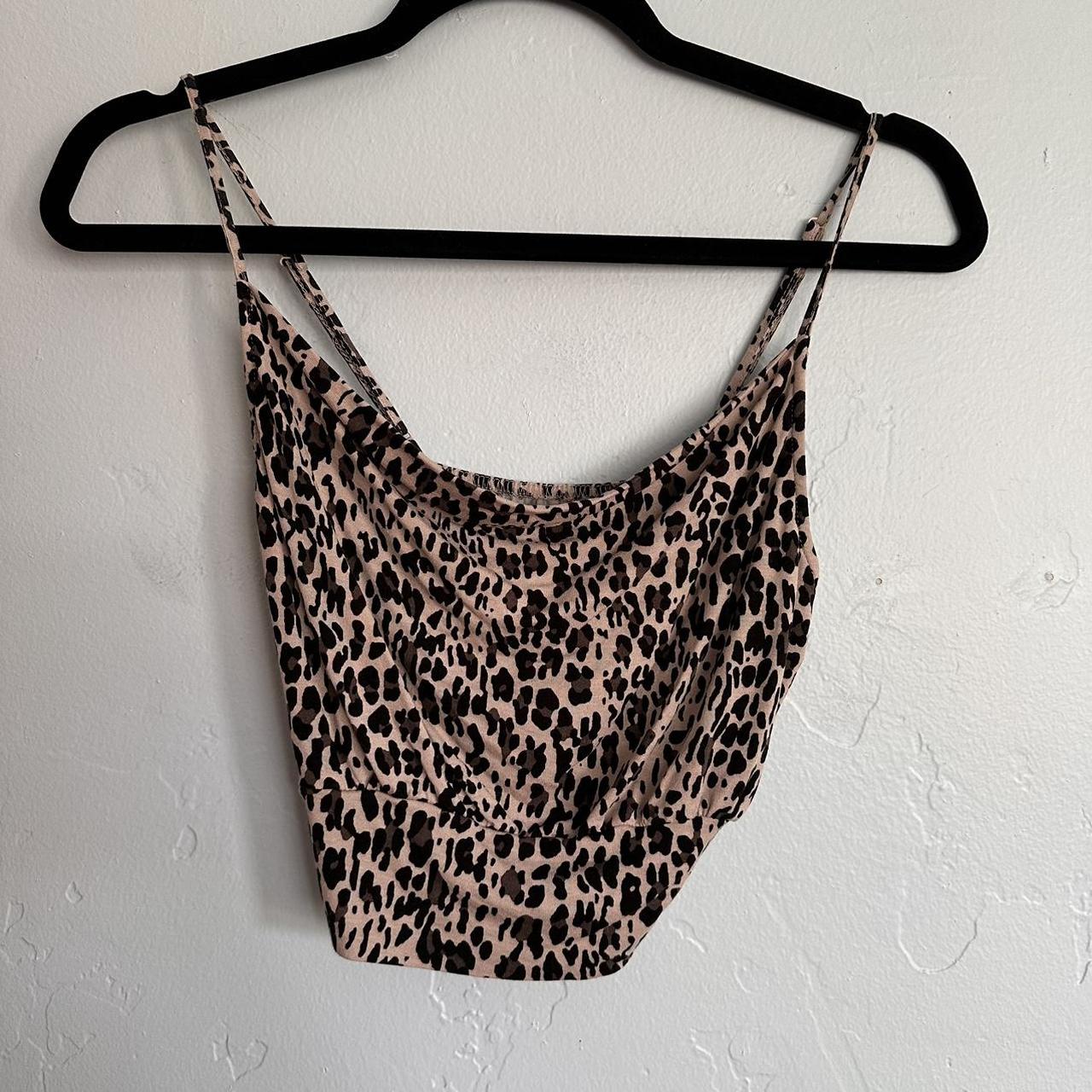 Urban Outfitters Cheetah Crop Top -scowl neckline... - Depop