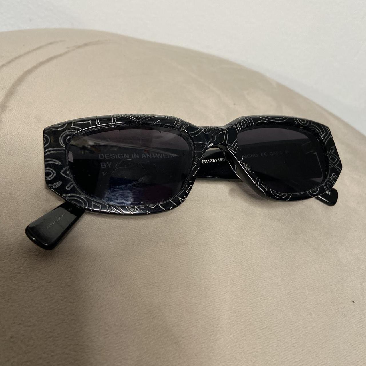 Black Daily Paper Sunglasses with white... - Depop Black Daily Paper Sunglasses with white... - Depop