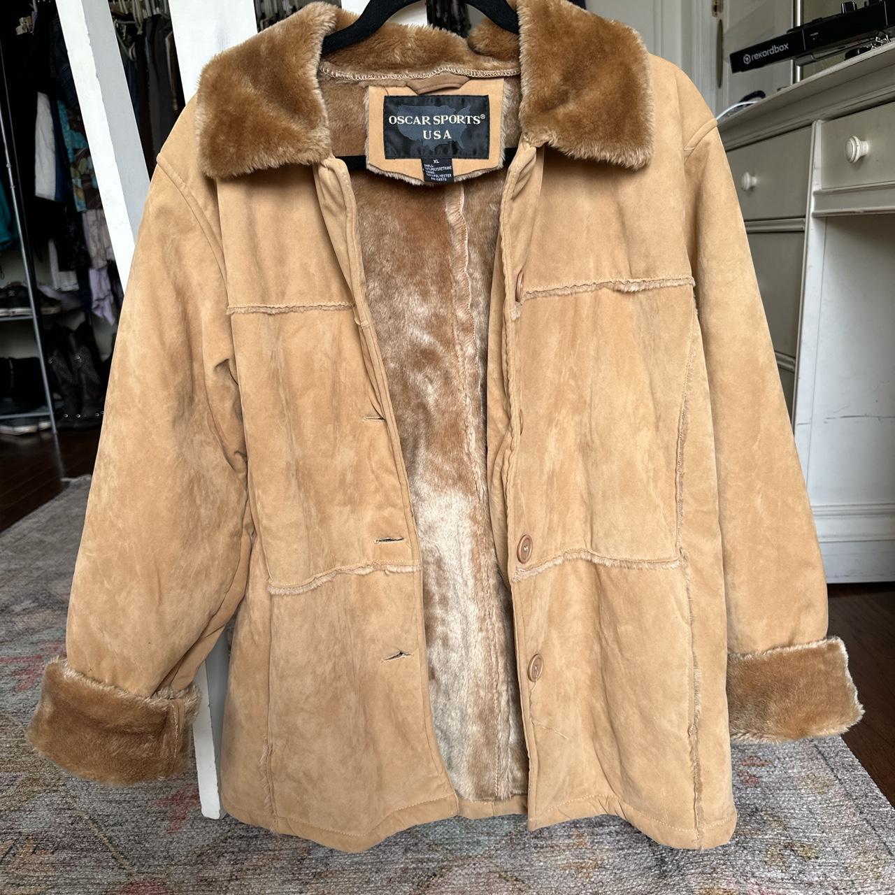 tan fur coat! so cute just too big on me. #fur... - Depop