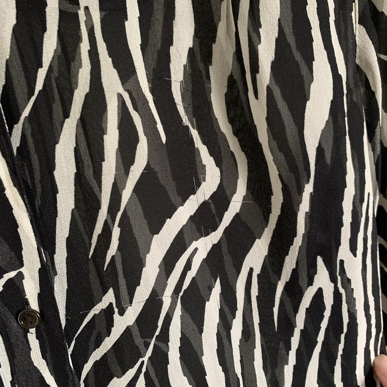 vintage jaeger sheer mesh zebra print shirt 100%... - Depop
