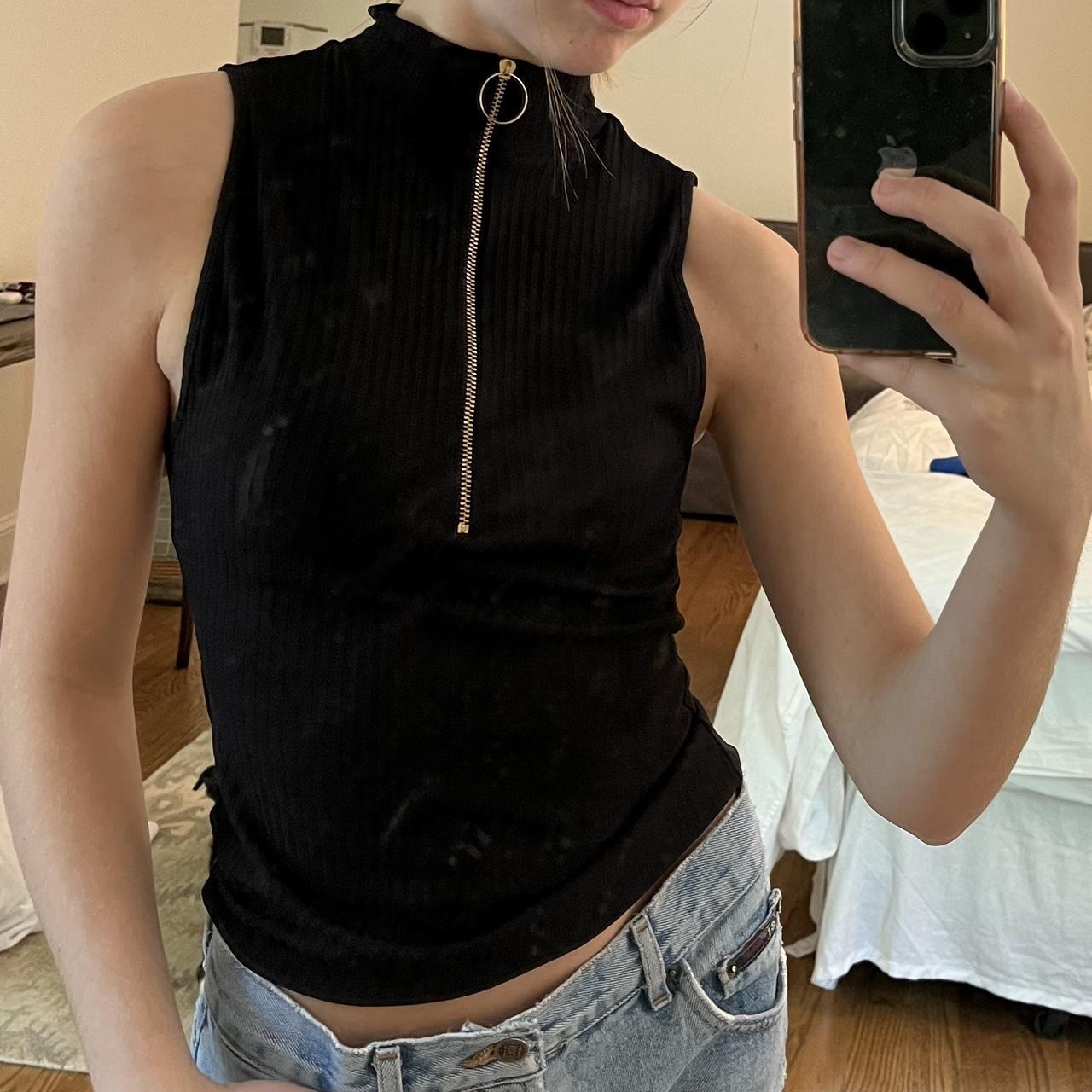 ZARA ribbed, o ring zip up tank!! * no flaws * never... - Depop