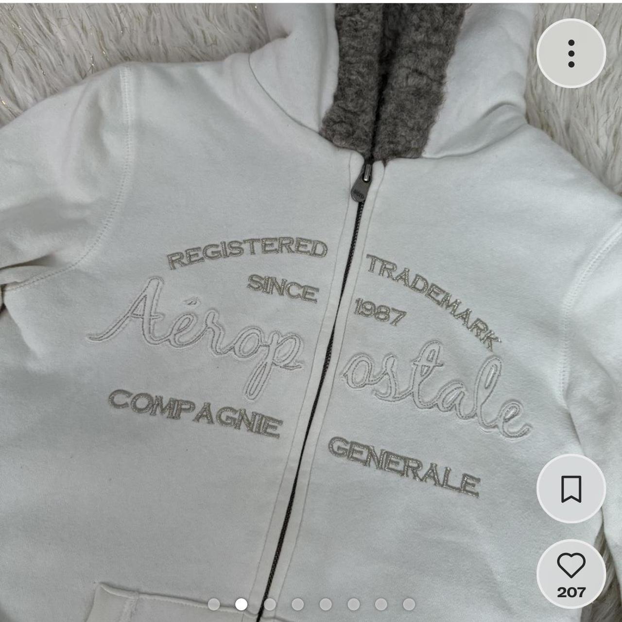 REPOP RARE white Aeropostale fur hoodie is in pre... - Depop