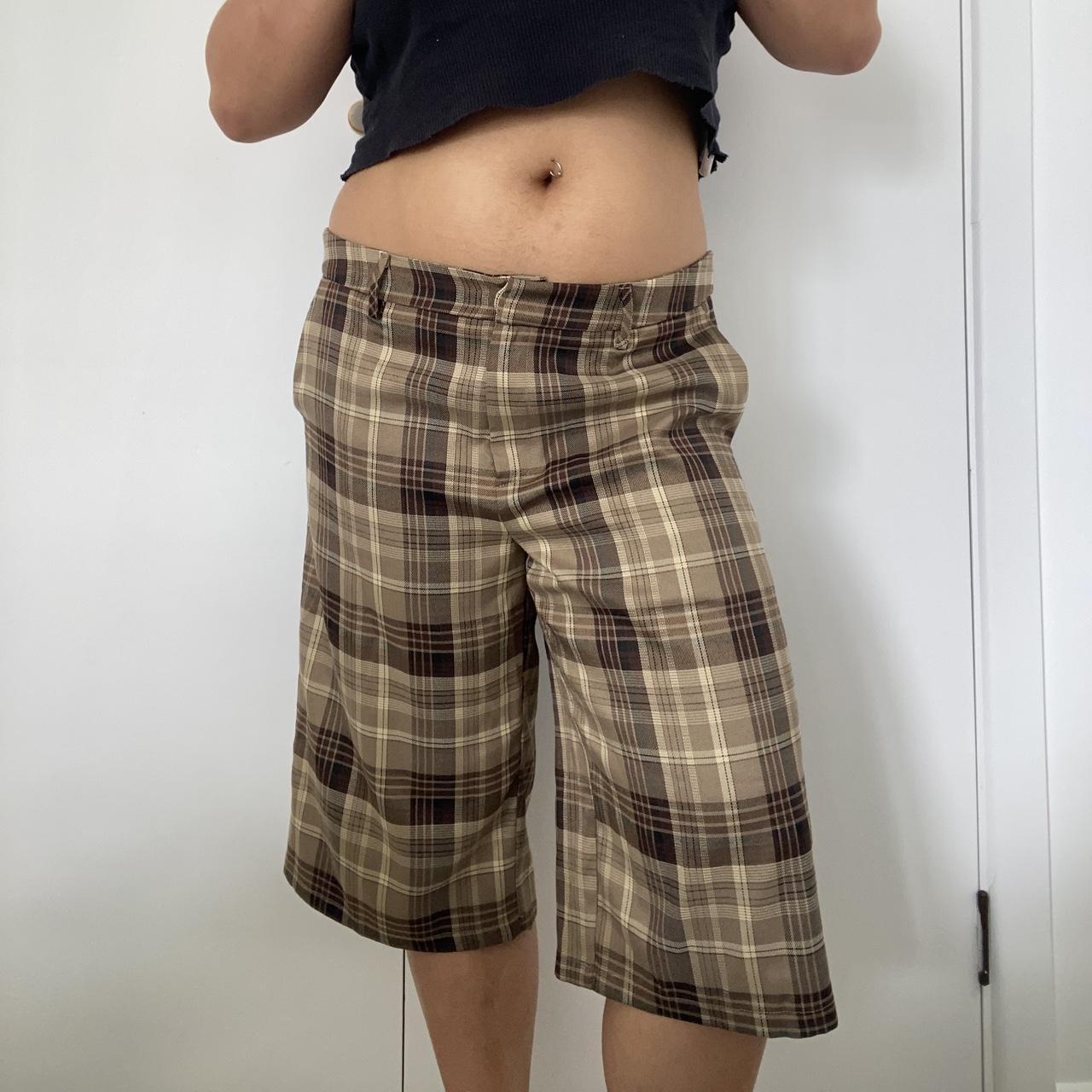 tan checkered jorts from lioness 🤎 brand new 🤎 - Depop
