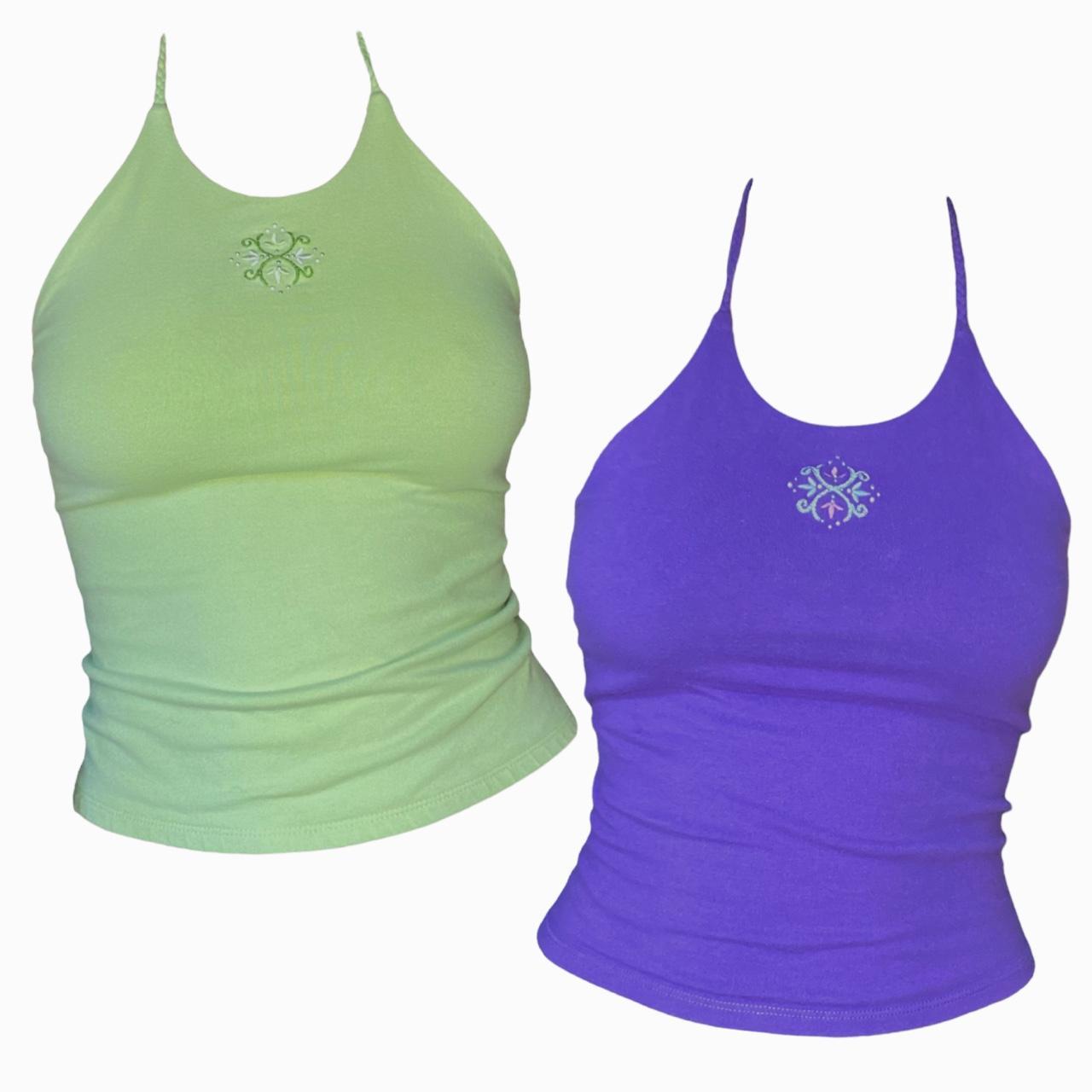 bundle!!!! super cute green and purple y2k halter... - Depop