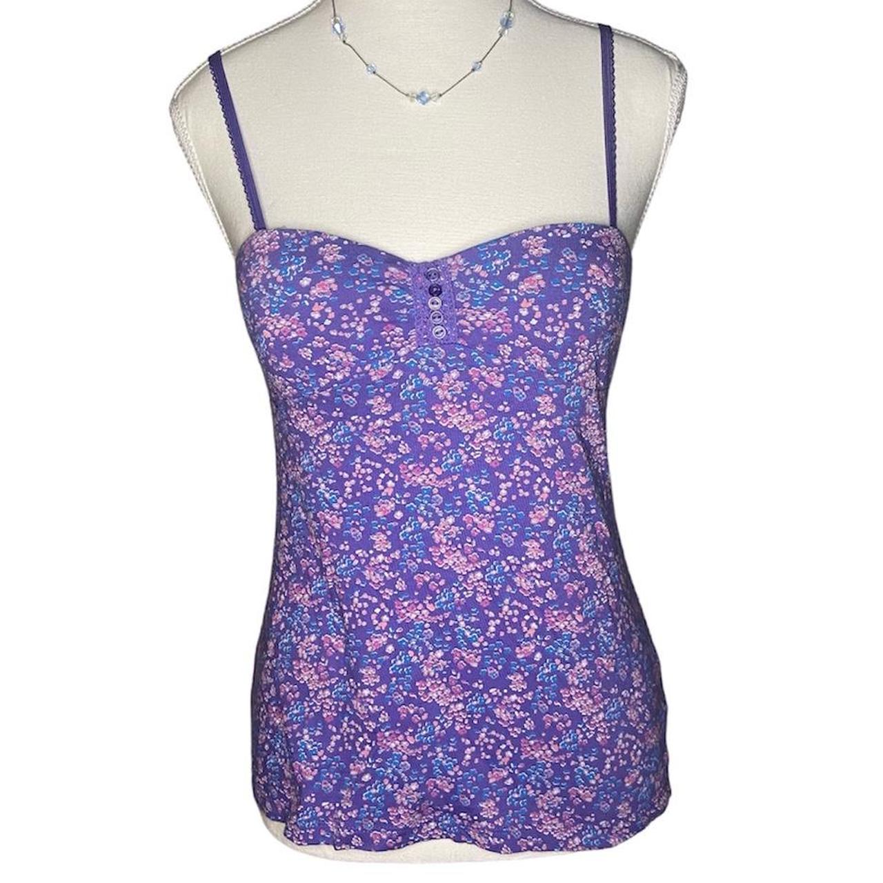 y2k purple floral tank top. by the brand L.E.I. has... - Depop
