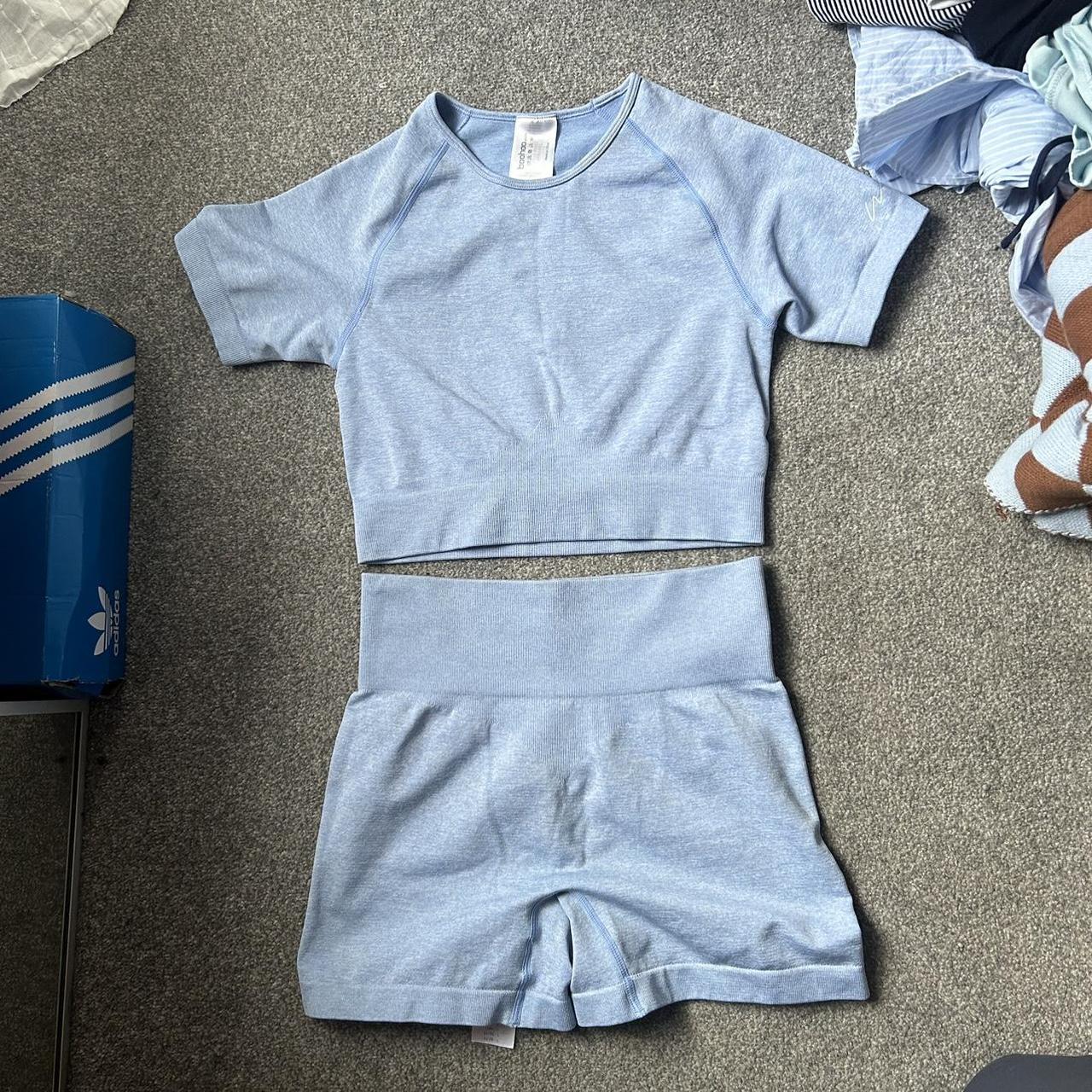 Blue seamless workout set Gym shark dupe in... - Depop