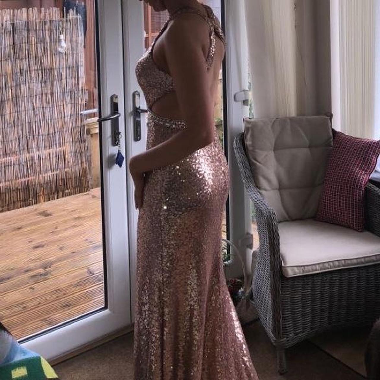 Sparkly rose gold prom dress. Worn once, in perfect... - Depop