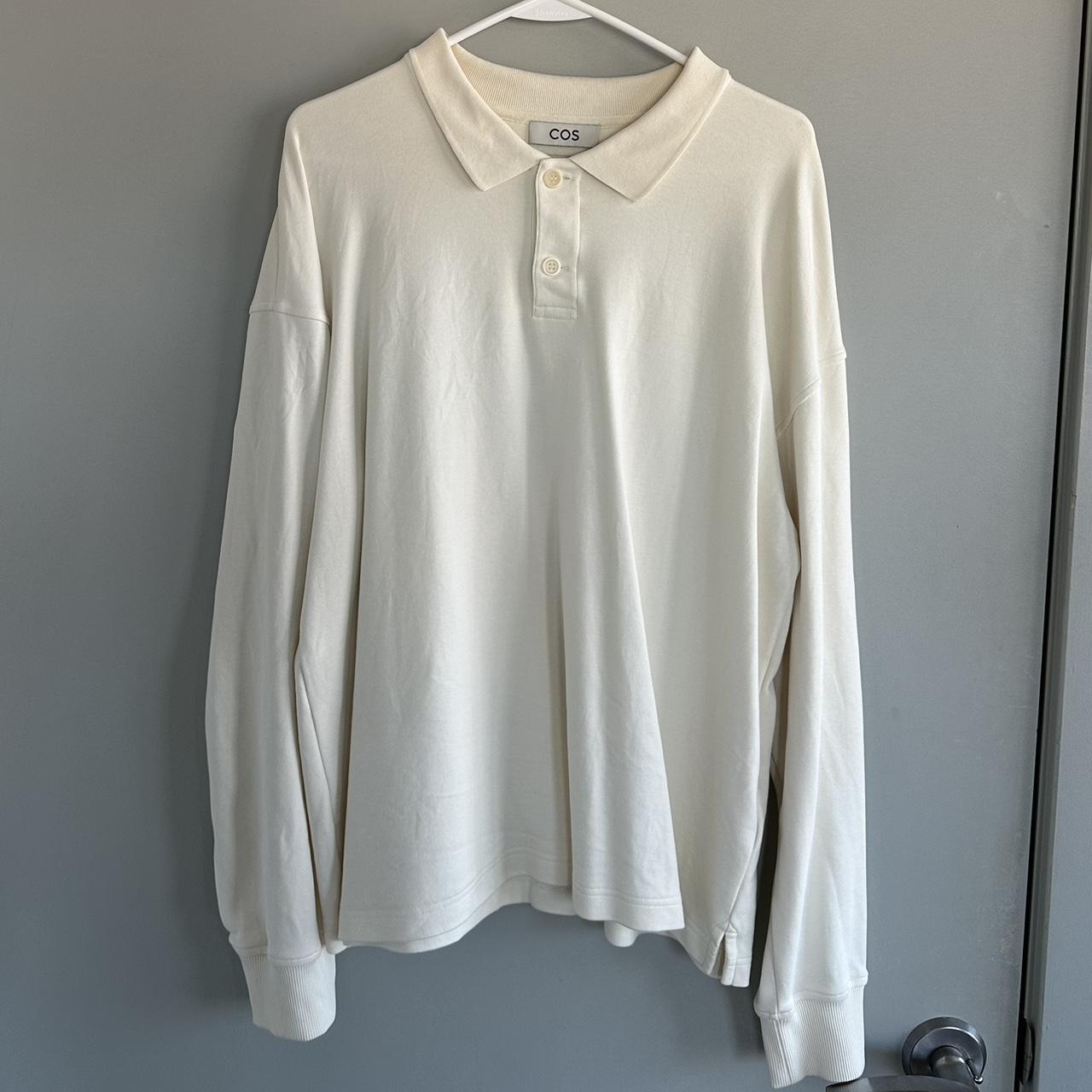 COS cream long sleeve collared shirt - Depop