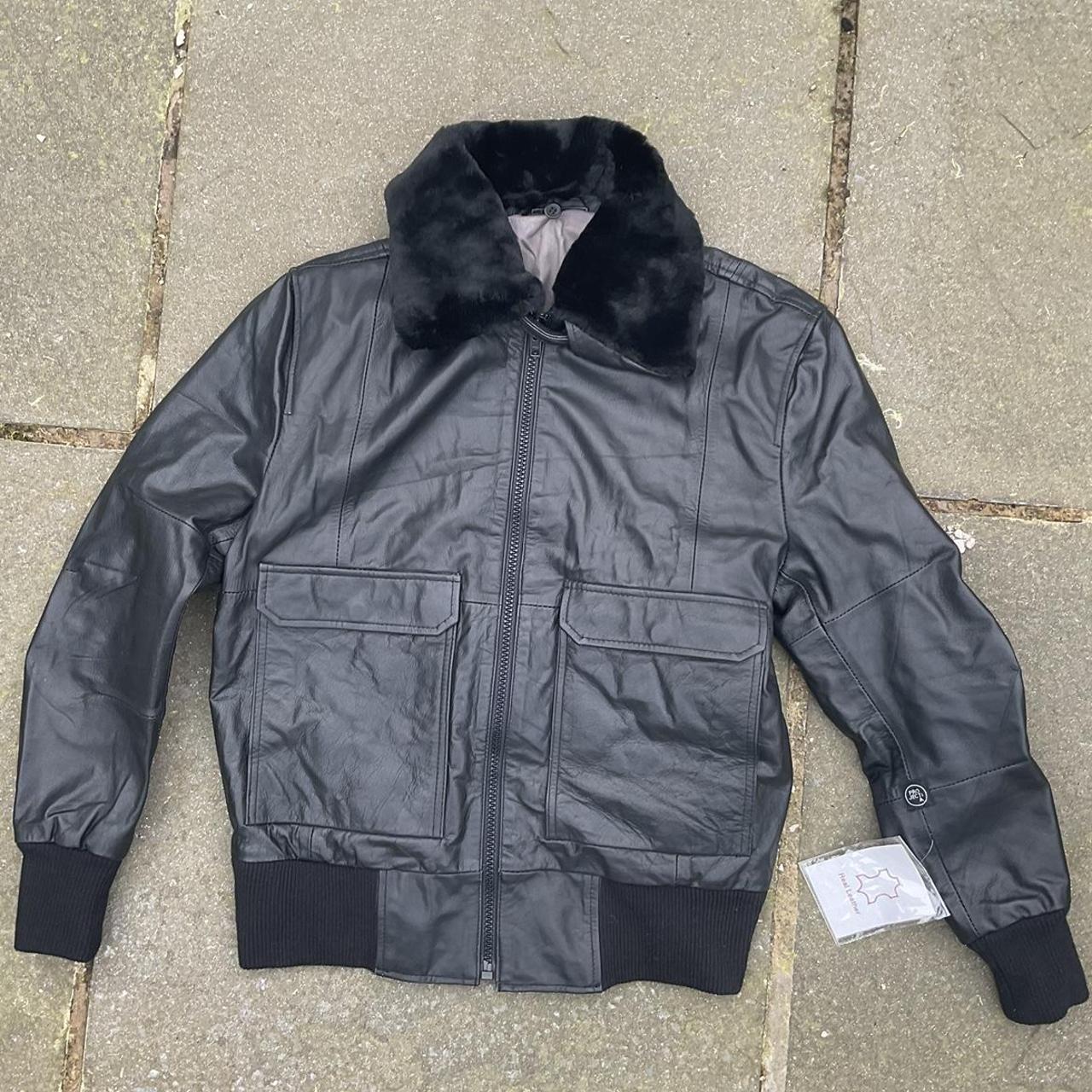 Genuine leather jacket. Dead stock vintage flight... - Depop