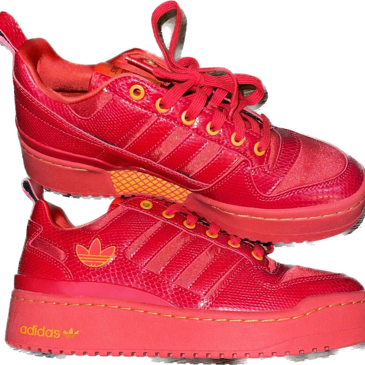 adidas red & orange “school for experiential... - Depop