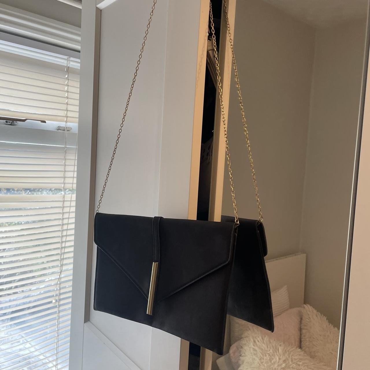 Black & Gold Purse. Chain strap. Button fasten.... - Depop