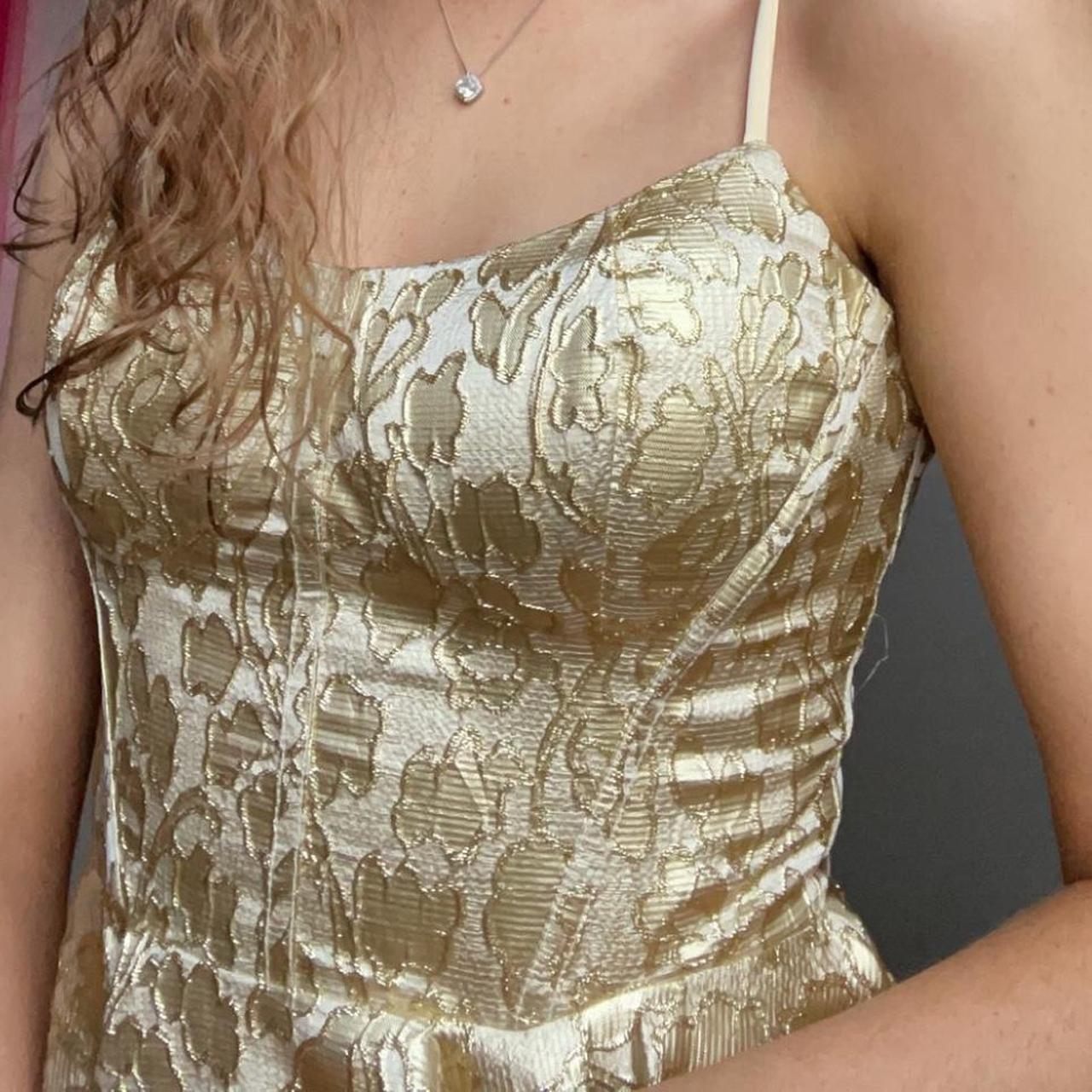 ASOS Luxe gold jacquard dress Size 6 Worn once and... - Depop