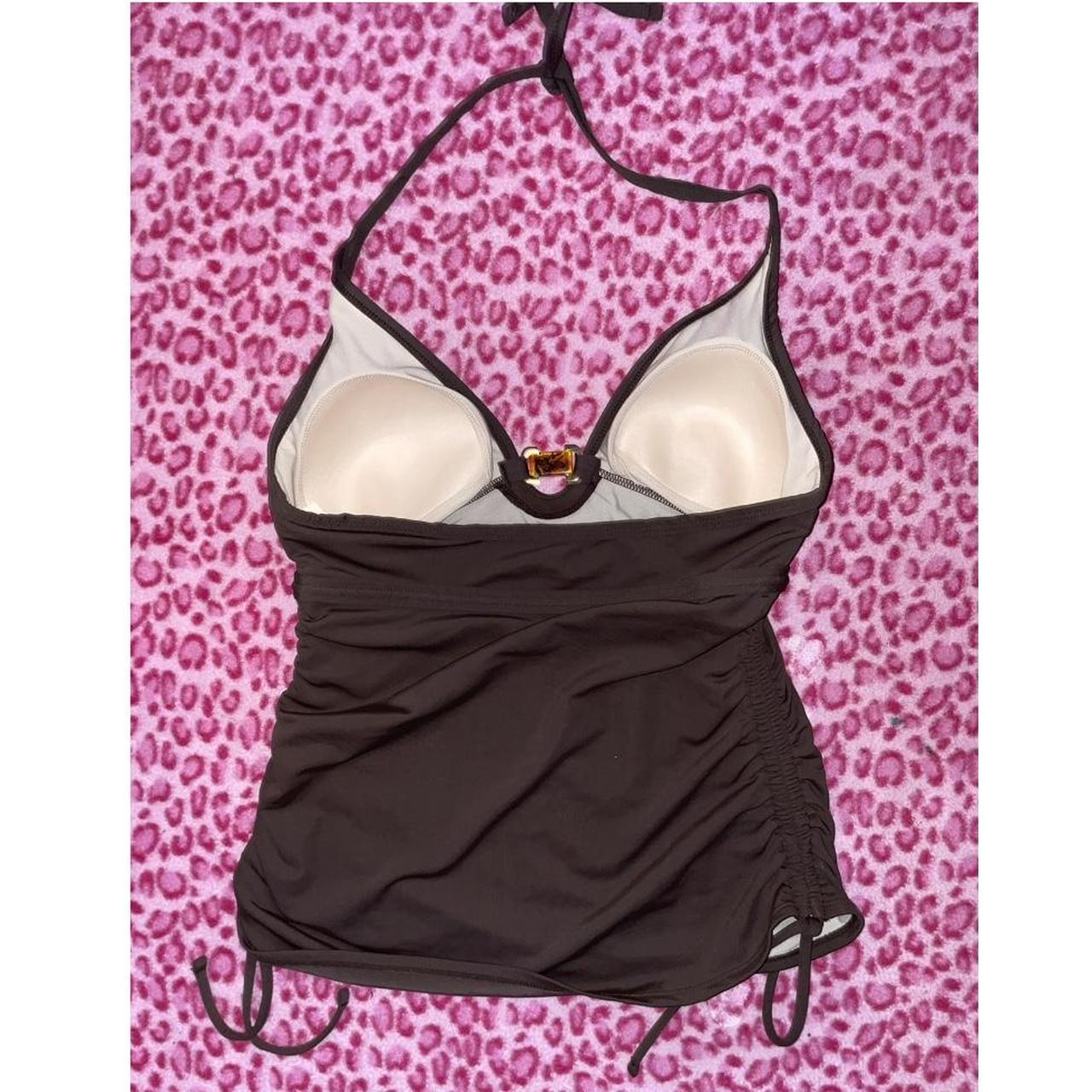 Brown Y2k Tankini Swim Swimsuit Top Gold Gold Depop