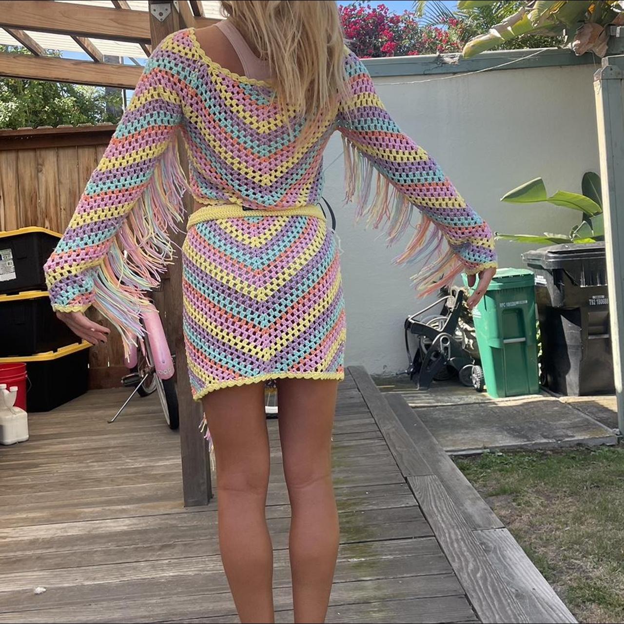 sickest crochet set ever!! So groovy and beautiful... - Depop