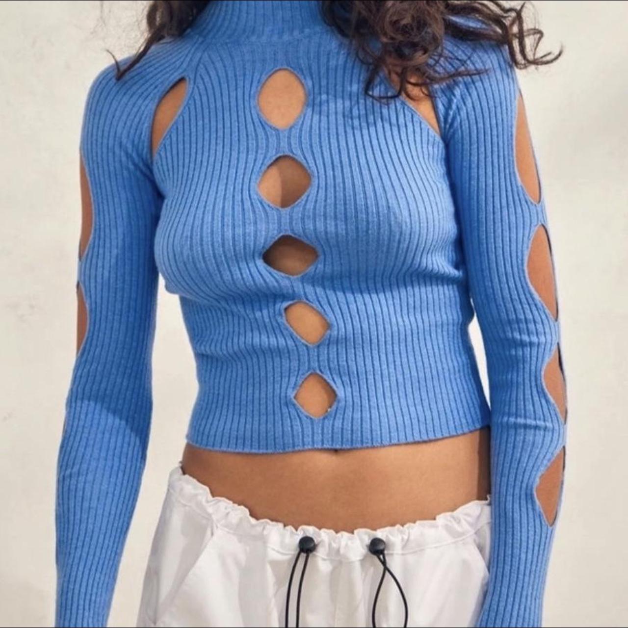 urban outfitters cut out ribbed crop top in size xs!... - Depop