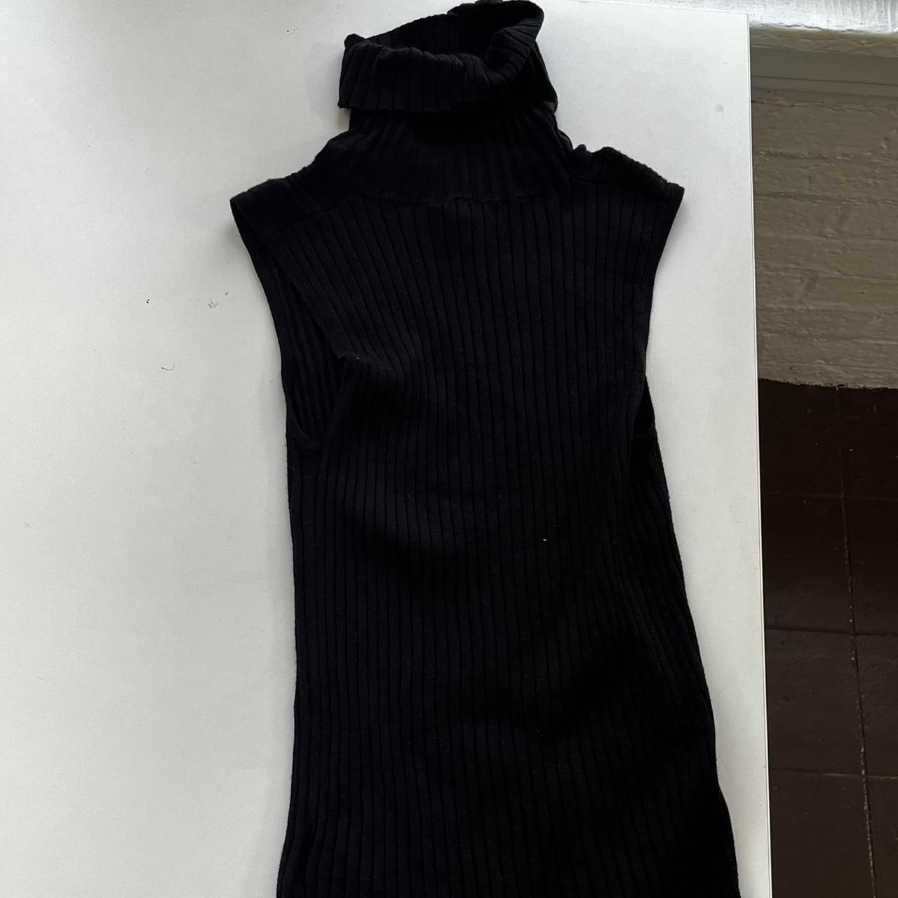 black express ribbed sleeveless turtleneck, never... - Depop