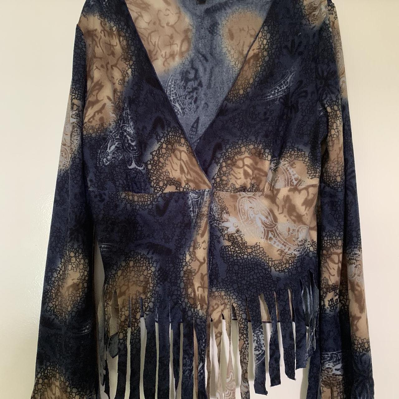 Vintage boho tassel top. Size M but is stretchy.... - Depop