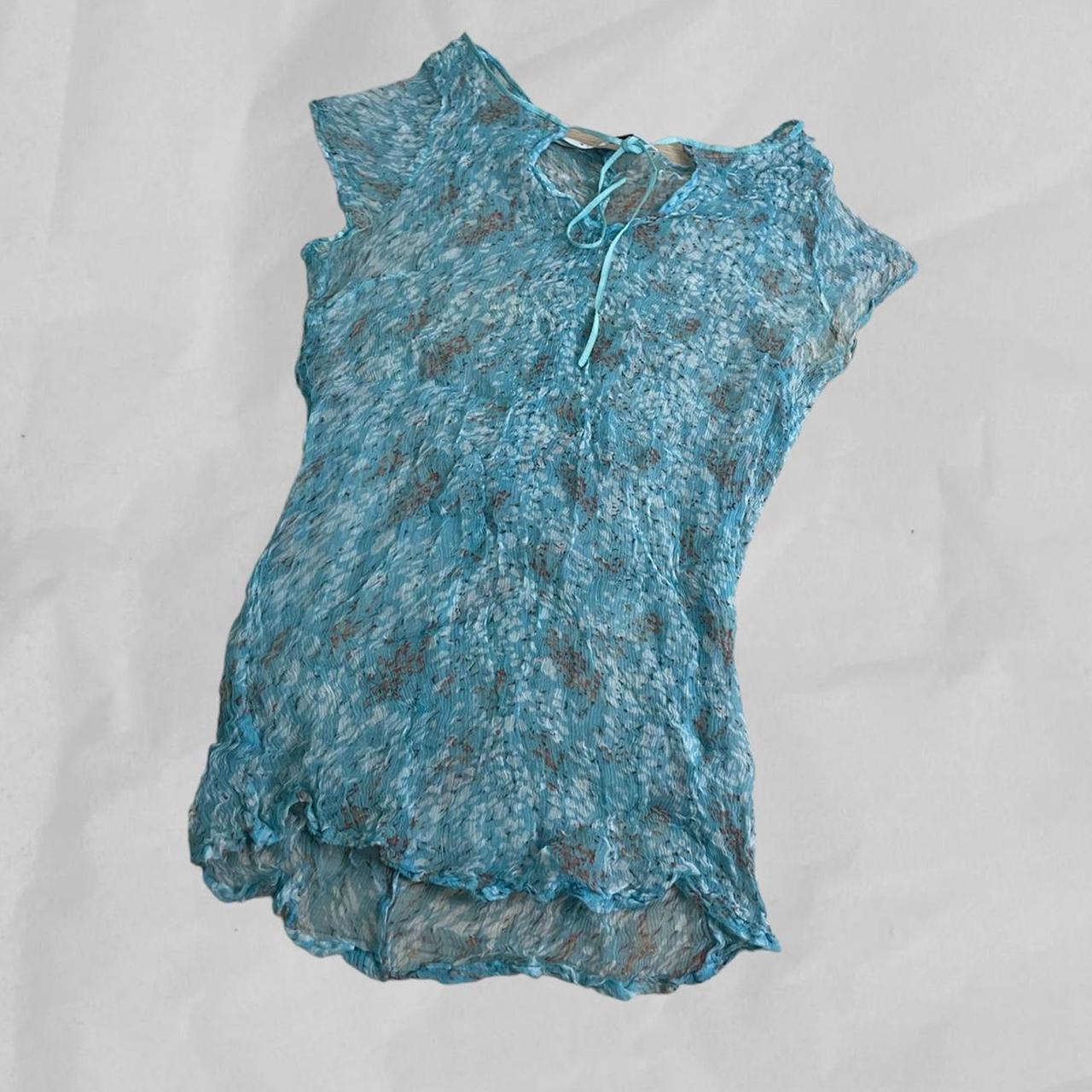 Baby blue micro mesh top Measurements: Size:... - Depop