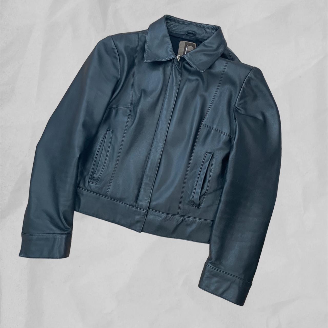 90s leather jacket • 90s vintage real leather... - Depop