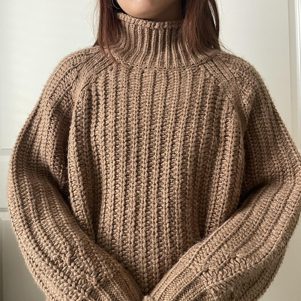 chunky brown turtle neck knit sweater. super comfy... - Depop