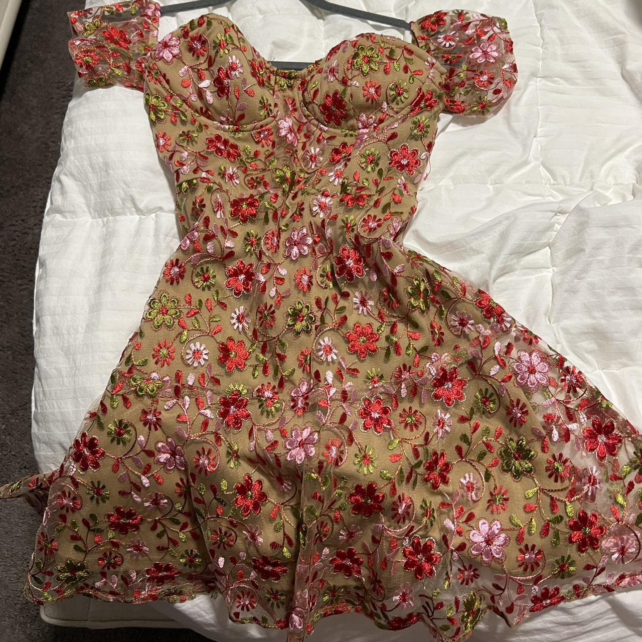 Gorgeous floral embroidered mini dress. Bought this... - Depop