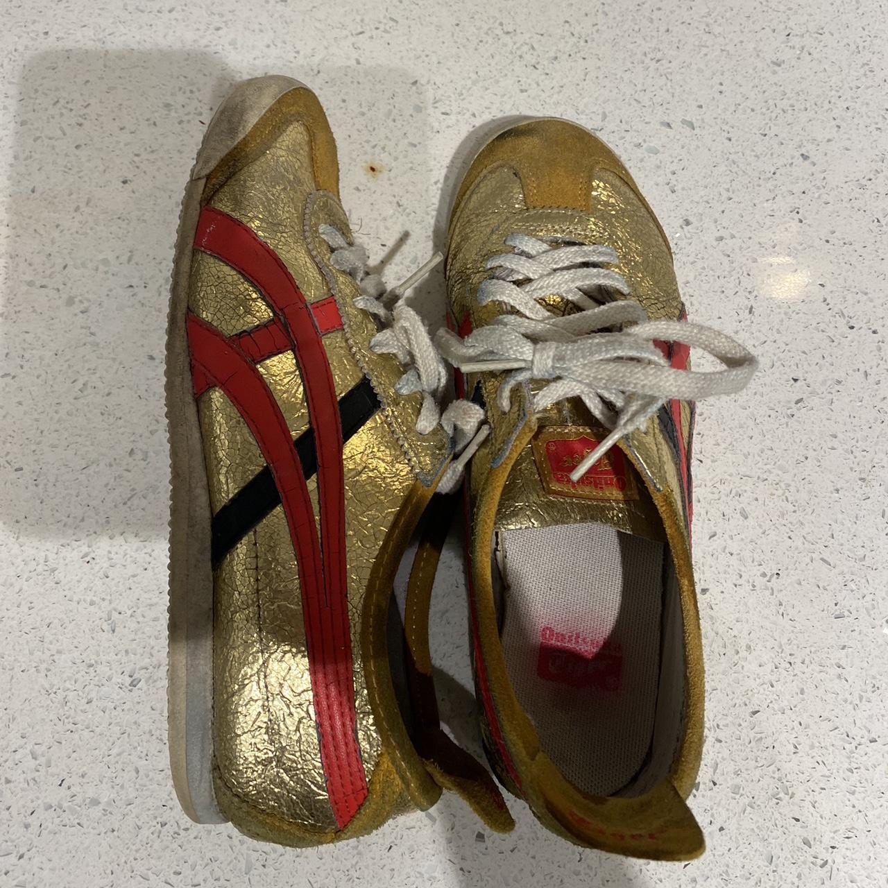 Gold black red onitsuka tiger asics trainers These... - Depop