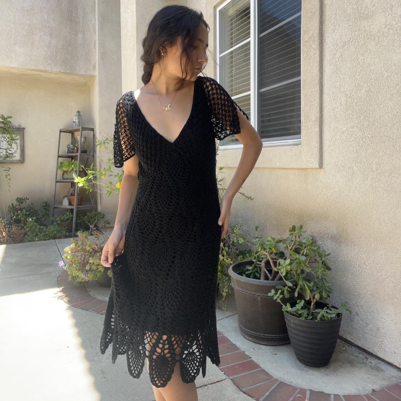 vintage crochet black dress (I would keep if it was... - Depop