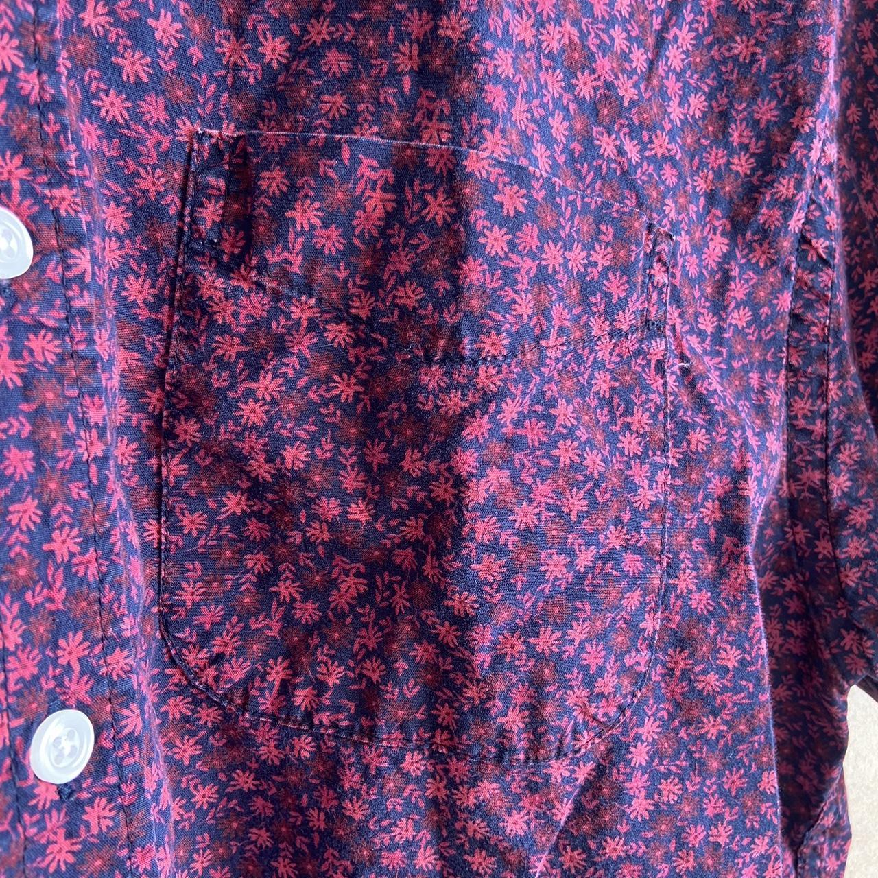 purple button-up shirt with little flowers size... - Depop
