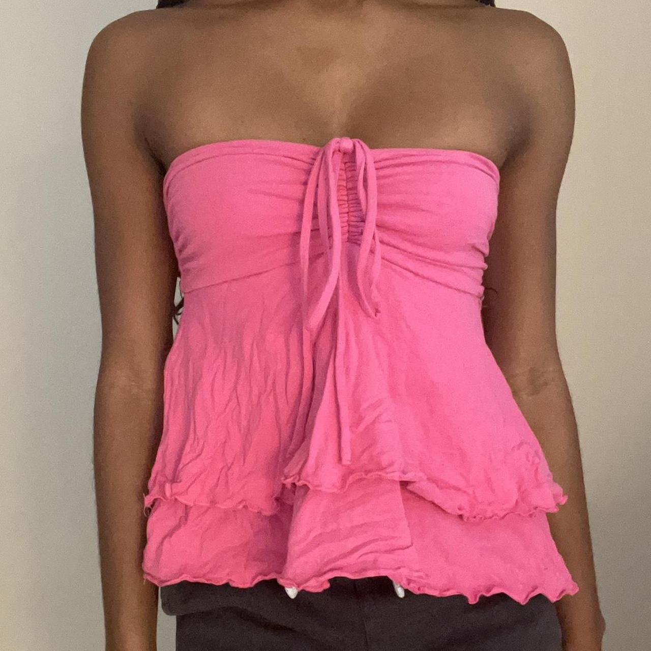 Hot pink drawstring ruffle mini skirt ️Can be worn... - Depop