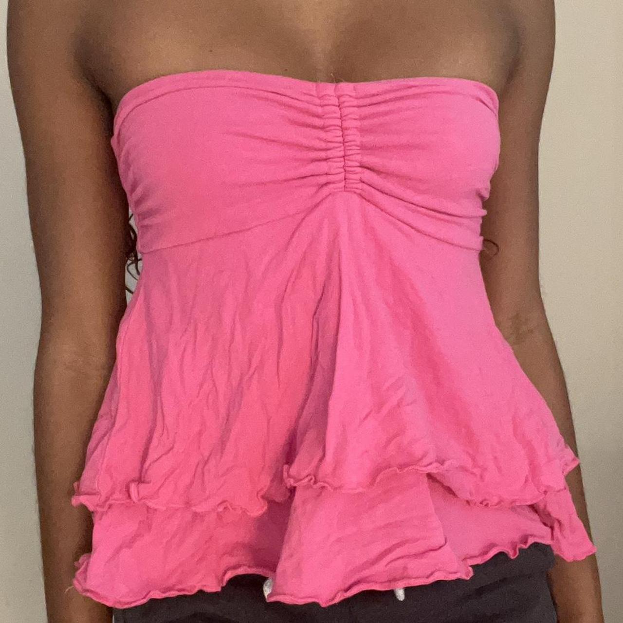 Hot pink drawstring ruffle mini skirt ️Can be worn... - Depop