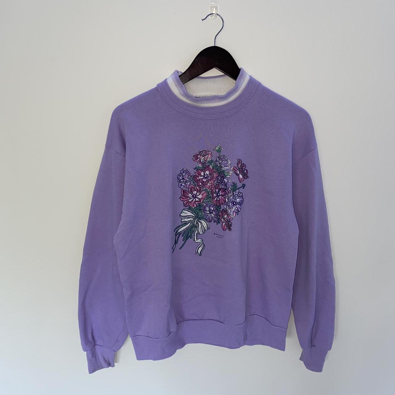 Adorable purple grandma sweater from Morning... - Depop