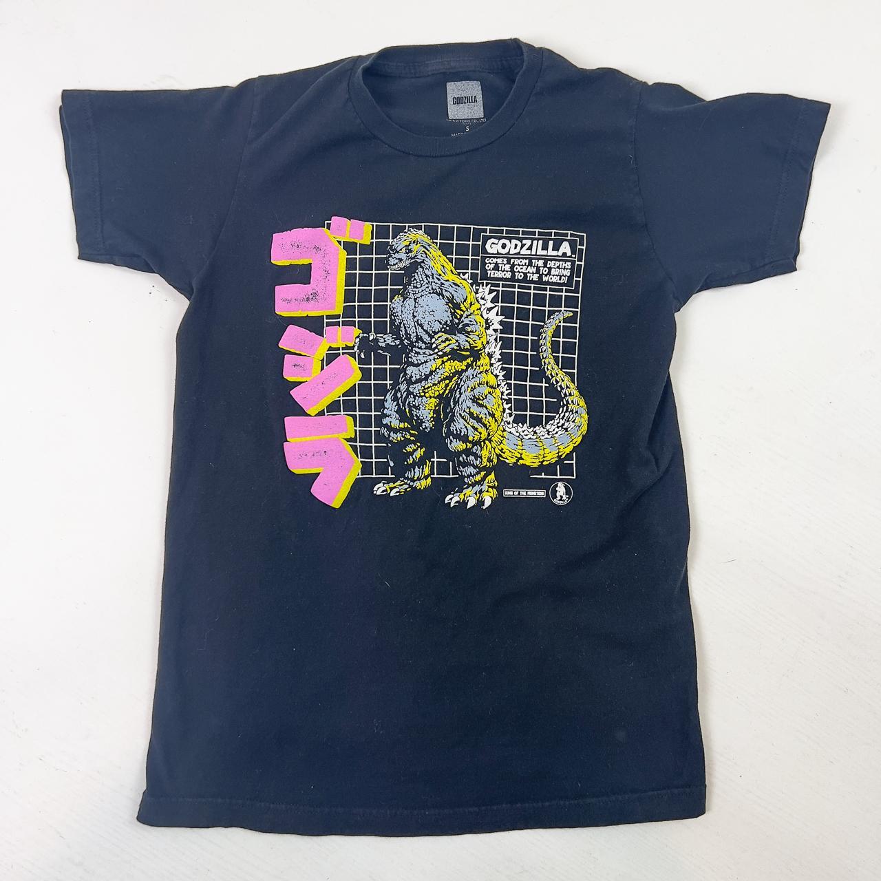 Godzilla Synthwave Tee A black t-shirt with a... - Depop