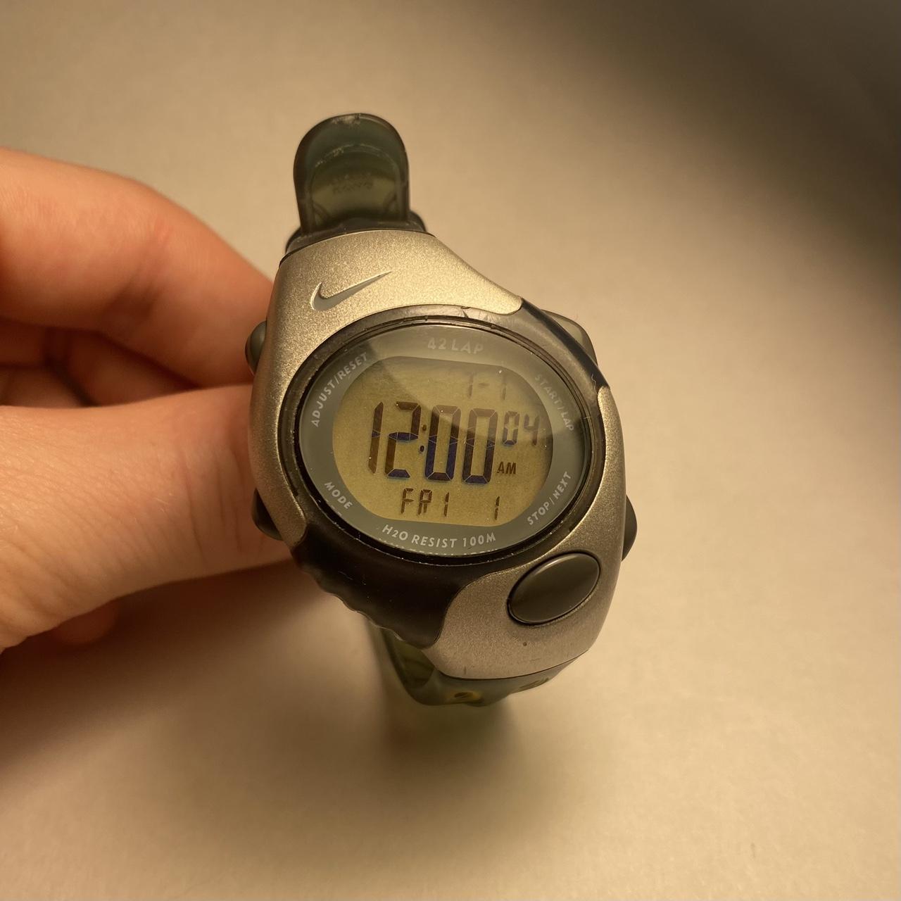 Vintage Nike watch silver and grey with translucent... - Depop