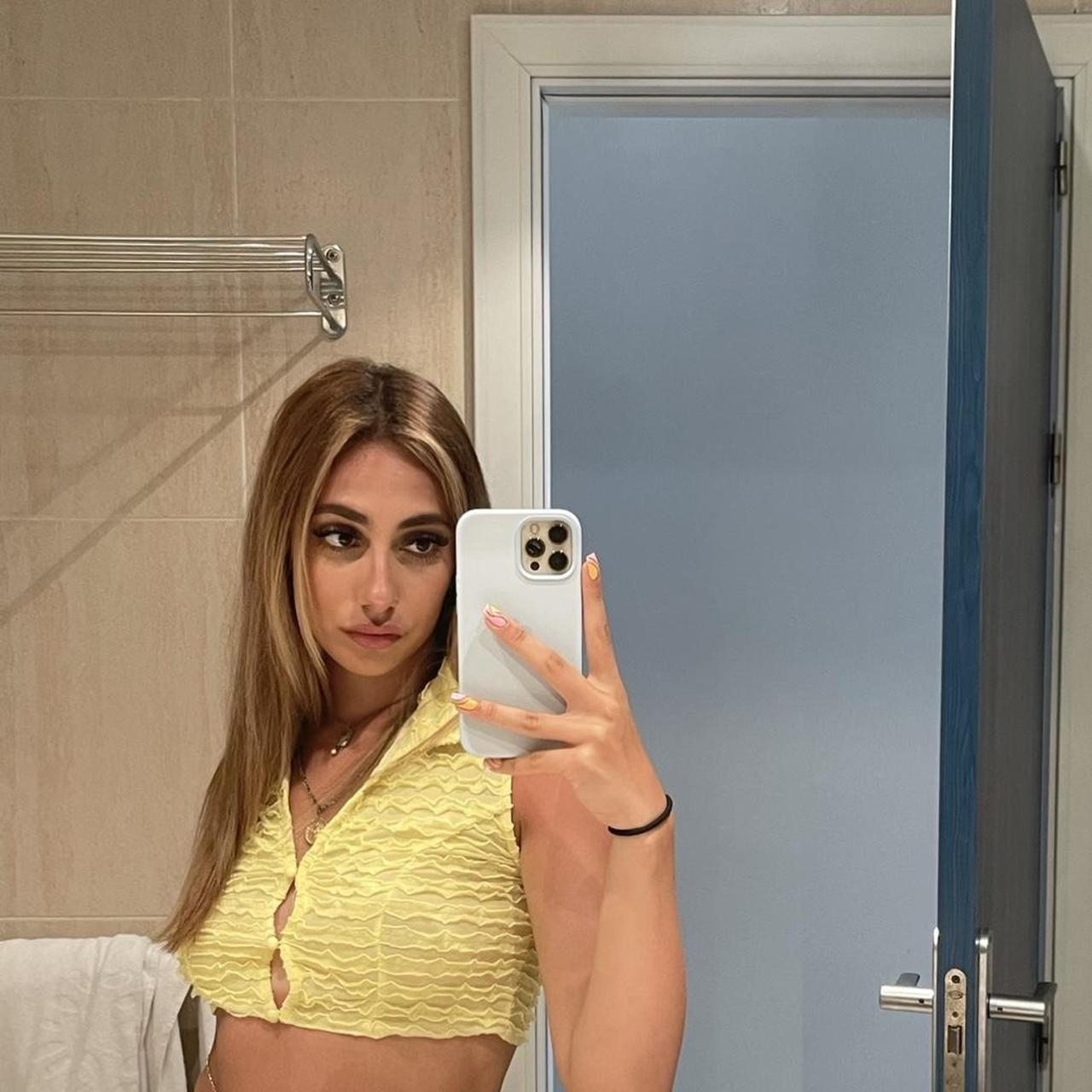 Yellow Ruched Coloured Crop Top And Skirt Super Cute Depop