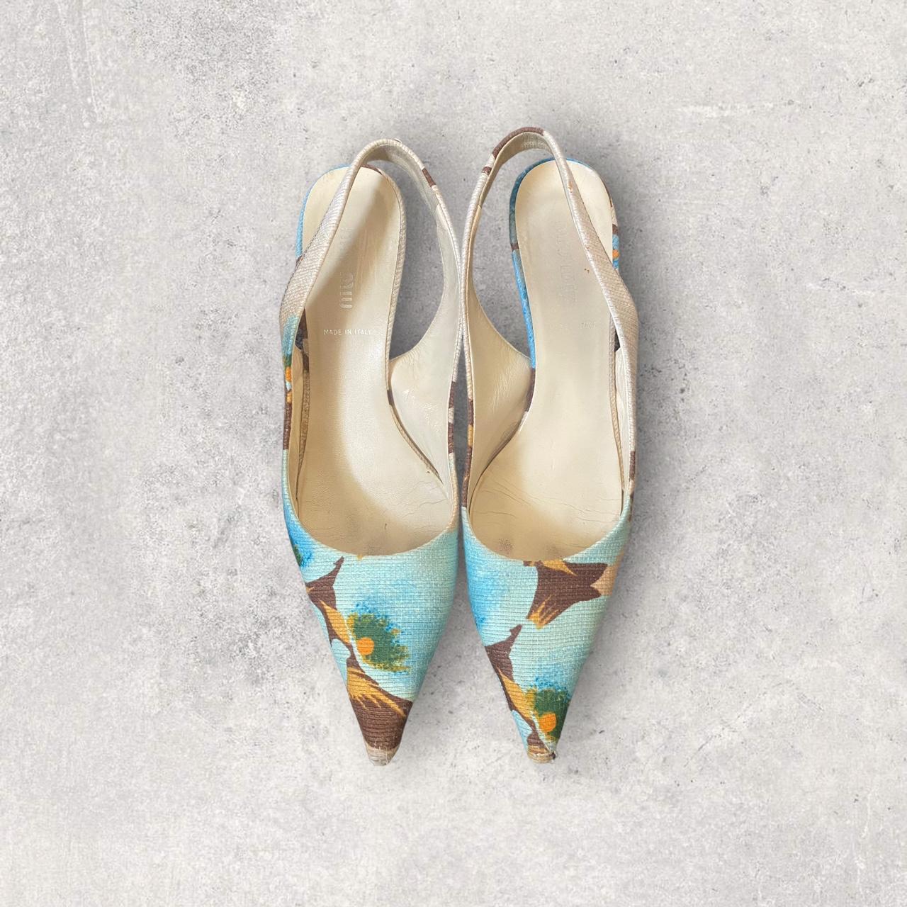 Vintage Mui Mui Kitten Heels Size 7.5/37.5 Blue... - Depop